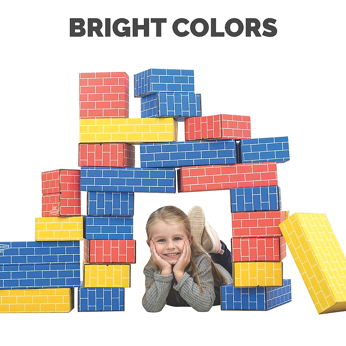 Bankers Box at Play Cardboard Building Blocks, 40 Pack, Large and Medium Montessori Toy Blocks for Kids and Families