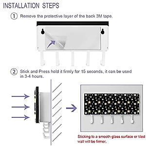 White & Gold Stars Hooks Wall Mounted, Self Adhesive Towel Key Hook up, Coat and Hat Hook Rack, 7 Inches Durable Hanger Hooks