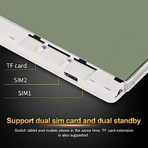 Naroote 8 Inch Tablet 4GB RAM 64GB ROM Maximum Support 128G TF Card 1920x1200 IPS Calling Tablet for Android 10.0 100‑240V Green (US Plug)