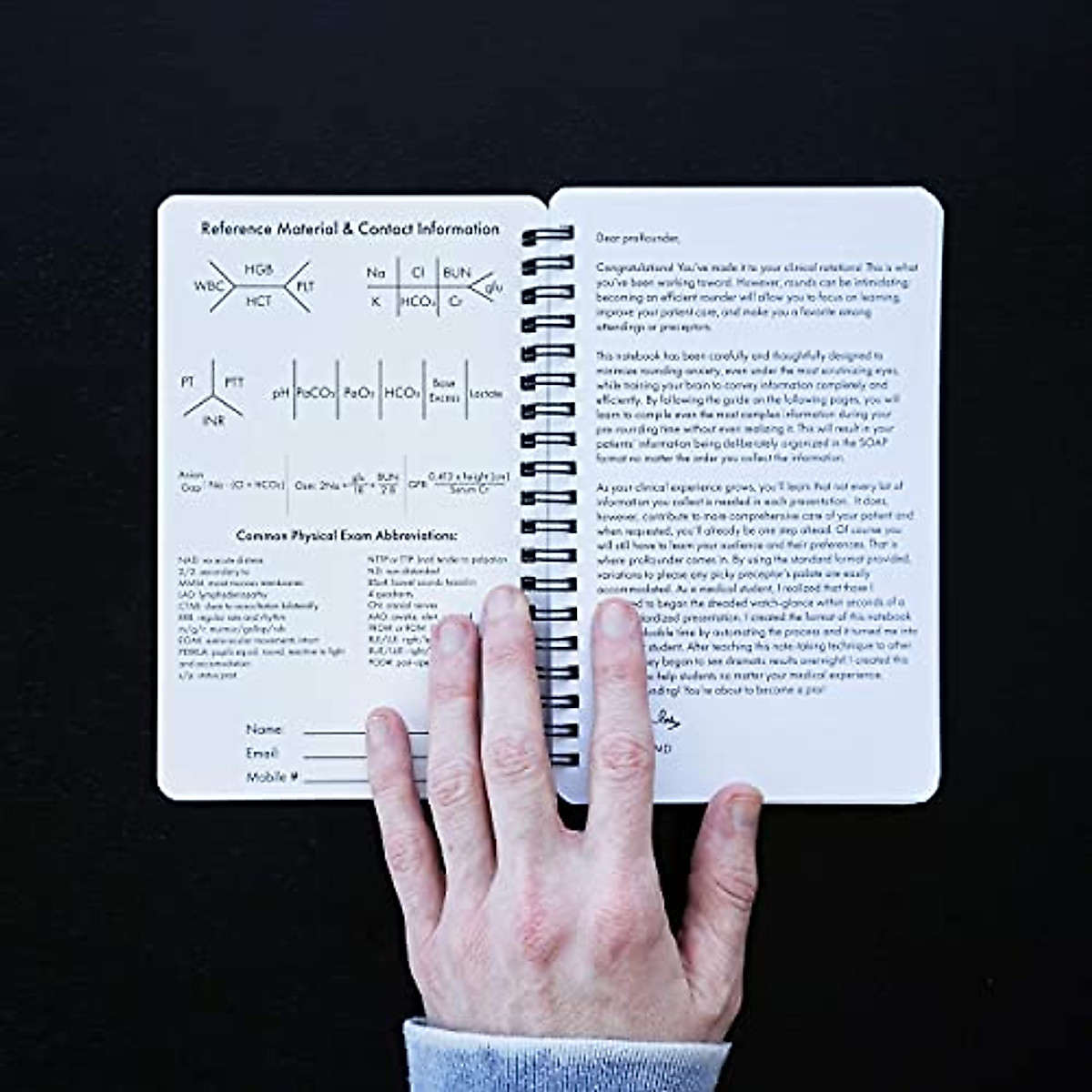 Medical Rounds Notebook, proRound – Spiral Notebook, Notepad with Template, Log Book for Medical Students, Nurses & Physician Assistants, Pocket Size – 4.5 x 7 Inches, 75 Pages (Pack of 1)