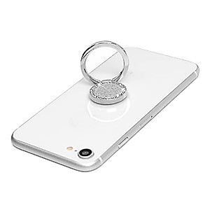 Mavis's Diary Bling Cell Phone Ring Stand Holder, Universal 360 Rotation Metal Buckle Tablet Finger Grip Kickstand Compatible with iPhone Galaxy LG Google Moto All Smartphones(Silver)