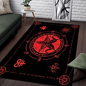 Satanic Pentagram Demon Baphomet Goat Head Gothic Occult Skull Symbol Area Rug 3x5 4x6 5x7ft Living Room Carpet Floor Decor Home Decor H2