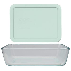 Pyrex (1 7210 Glass Dish & (1) 7210-PC Muddy Aqua Lid Made in the USA