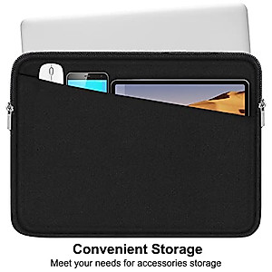 15.6 inch Laptop Sleeve, Durable Computer Carrying Bag Protective Case Briefcase Handbag with Front Pocket, Slim Cover for 15-16 Inch HP, Dell, Lenovo, Asus, Notebook, Black