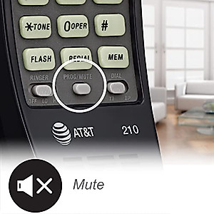 AT&T 210 Basic Trimline Corded Phone, No AC Power Required, Wall-Mountable, Black