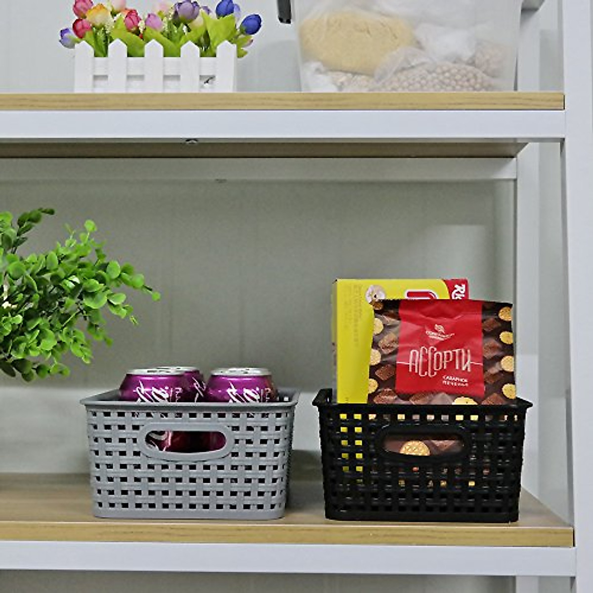 Begale Plastic Storage Basket for Household Organization, Set of 6