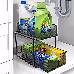 2 Tier Mesh Sliding Drawers - Cabinet Baskets Under The Sink Organizer