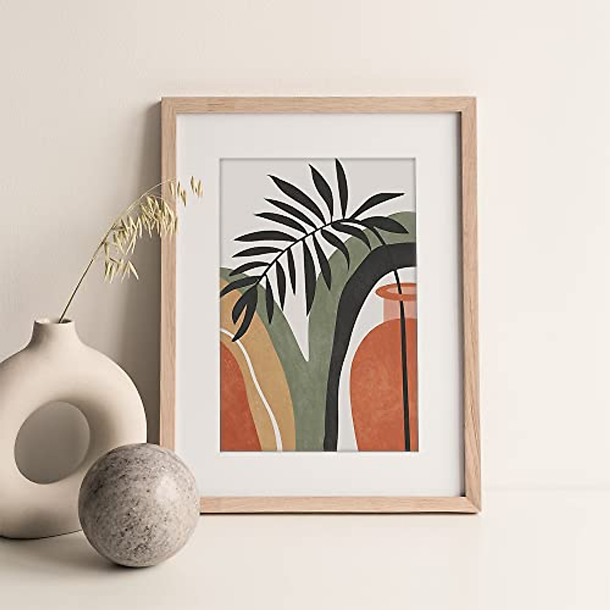 Canssape Boho Wall Art Set of 6 Geometric Abstract Wall Poster for Bedroom Mid Century Modern Wall Art 8"x10"Boho Wall Decor for Room Aesthetic (Unframed)(Green)