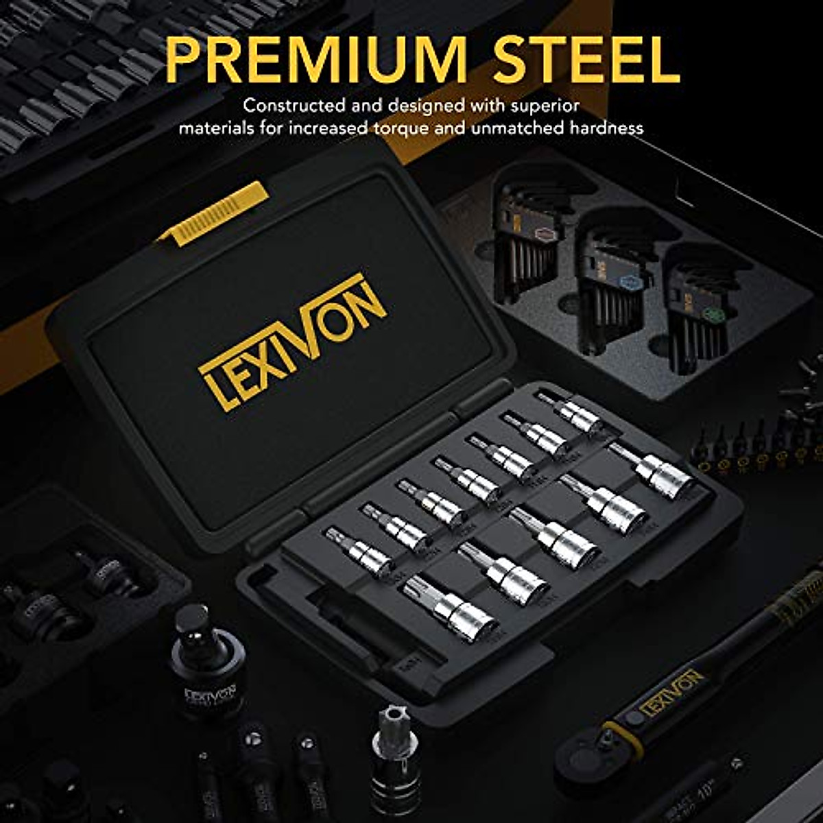 LEXIVON Tamper Proof Torx Bit Socket Set, Premium S2 Alloy Steel | 13-Piece Security Star T8 - T60 Set | Enhanced Storage Case (LX-146)