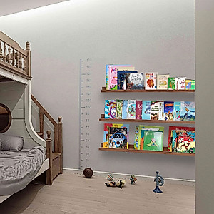 AZSKY 36 in Floating Book Shelves Rustic Wood Wall Picture Ledge Shelf for Storage Light Walnut Wall Mounted Picture Photo Display Shelf a Set of 3 Hanging Book Shelf