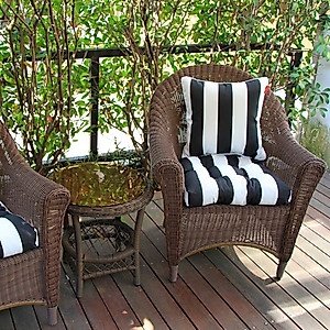 Pcinfuns Indoor/Outdoor Seat Cushions for Patio Furniture,19x19x5 Inch Outdoor Chair Cushions - Overstuffed Patio Furniture Cushions for Wicker Chair with Round Corner,Black White,Set of 2