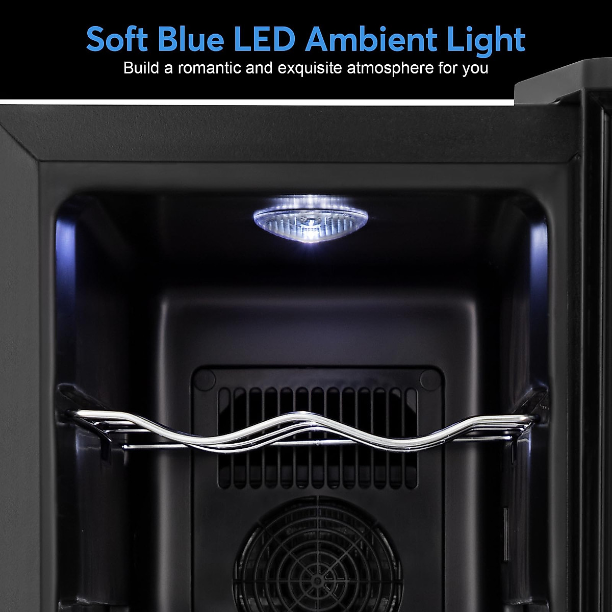 8 Bottle Small Wine Fridge, Mini Wine Cooler with Removable Shelves Interior Light Digital Touch Control, Double-Layer Tempered Glass Door Wine Cooler Refrigerator