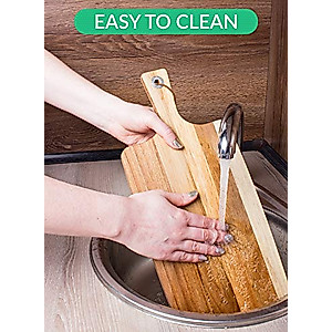 HomePro Premium Acacia Wood Cutting Board with Handle, Wood Serving Board, Cheese Board, Pizza Peel Paddle, Charcuterie Board, Best Chopping Board for Vegetables, Meat, Cheese (16.5 x 7.8 inches)