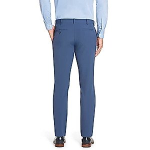 Van Heusen Men's Stain Shield Stretch Slim Fit Flat Front Dress Pant, Blueberry Dust, 30W x 32L