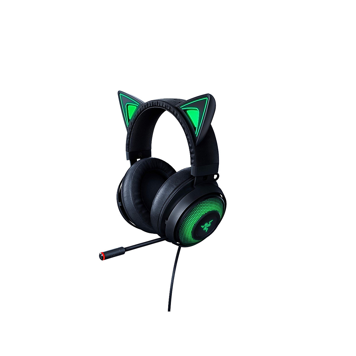 Razer Kraken Kitty Quartz Edition - Cat Ears USB Gaming Headset, Chroma Lighting, Wired for Cross-Platform Gaming for PC, PS4, Xbox One & Switch, 50mm Diaphragm, 3.5mm Cable with Line Controls, Black