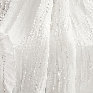 Lush Decor Ella Shabby Chic Ruffle Lace Blanket, 60" x 50", White