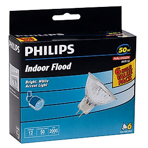 Philips 406009 Landscape and Indoor Flood 50-Watt MR16 12-Volt Light Bulb, 6-pack
