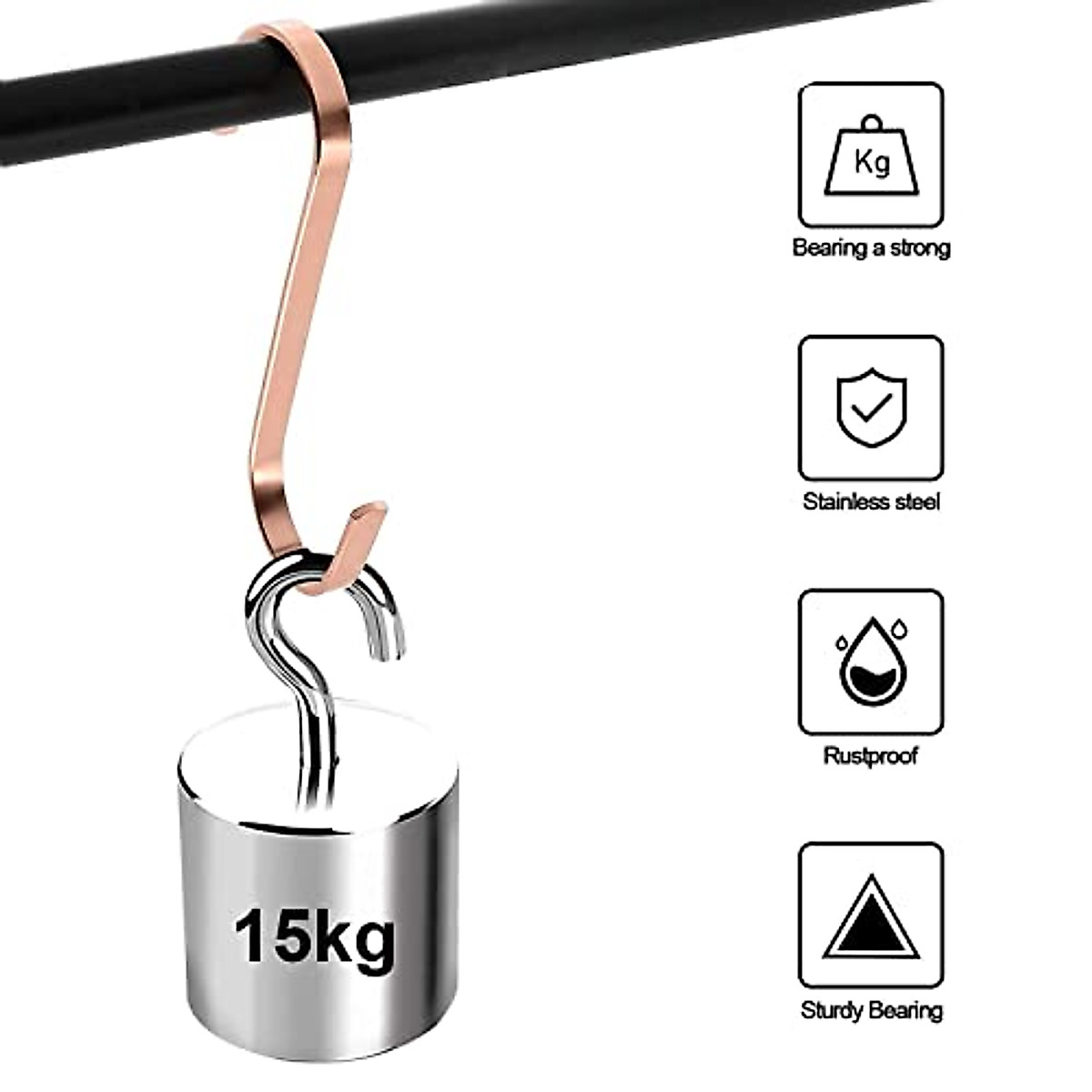WEYEEN 10PCS Rose Golden S Hooks 4.7 inch，Stainless Steel Heavy Duty S Hooks for Kitchen Utensils, Plants, Pot, Pan, Cups and Towels