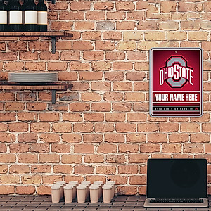 Rico Industries NCAA Ohio State Buckeyes Personalized/Custom Metal 8.5" x 11" Parking Sign - Home Décor - Indoor/Outdoor