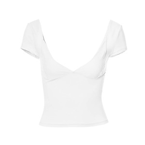 Women’s Crop Tops Cami Deep V Neck Sexy Y2K Shirt Short Sleeve Backless Basic Summer Casual Tee Shirts Cami Crop Tops (as1, Alpha, s, Regular, Regular, White)