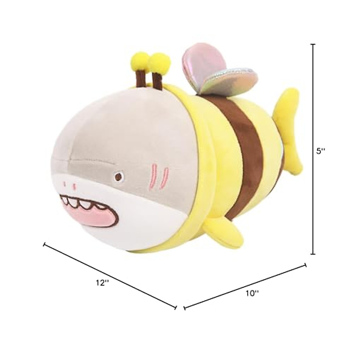 ARELUX 14in Bee Plush Pillow Stuffed Animal,Fuzzy Yellow Honeybee Shark Plushie Doll Pillow,Stuffed Shark Pillow,Soft Anime Bee Pillow Toy Friends Family Member