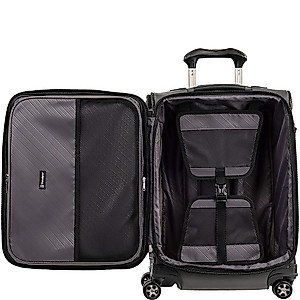Travelpro Crew Versapack Softside Expandable 8 Spinner Wheel Carry on Luggage, USB Port, Men and Women, Jet Black, Carry on 21-Inch