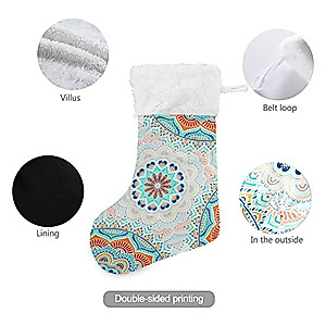 Kigai Christmas Stockings Ethnic Floral Bohemian Large Candy Stockings Stuffers Kids Cute Xmas Sock Decorations 2PCS for Home Holiday Party 12" x18"
