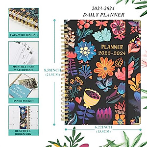 Planner 2023-2024 - July 2023 - June 2024,Weekly & Monthly Planner with Tabs,8.5" x 6",Hardcover with Back Pocket + Thick Paper + Twin-Wire Binding+Bookmark - Floral