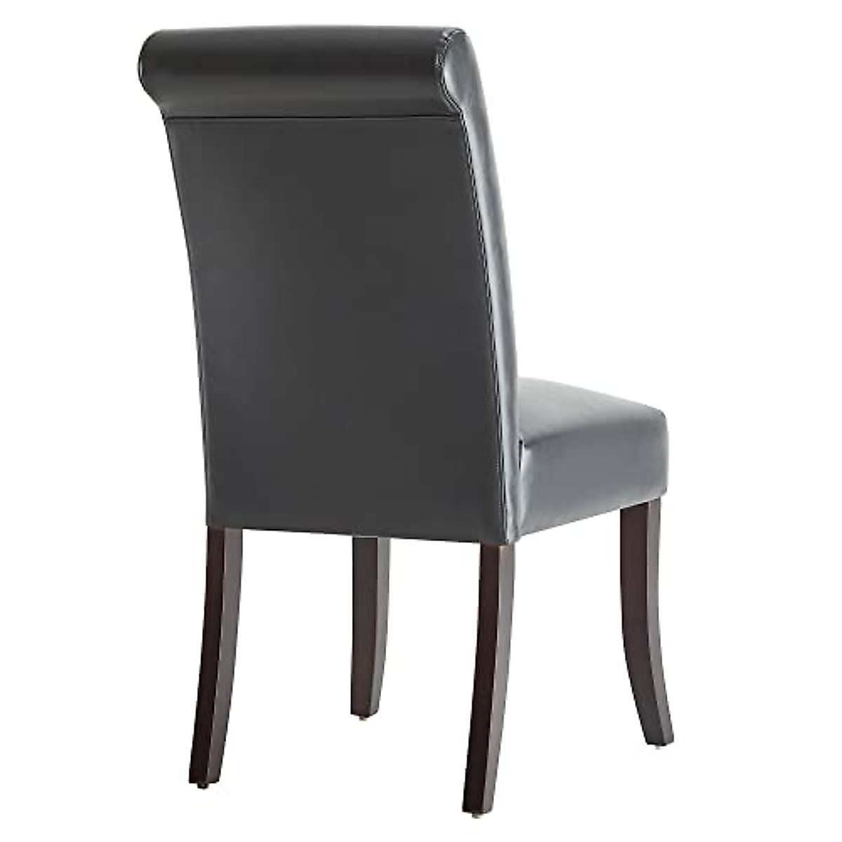 Watson & Whitely Upholstered Kitchen & Dining Room Chairs with High Back, Faux Leather Dining Chairs with Solid Wood Legs, Set of 2, Black