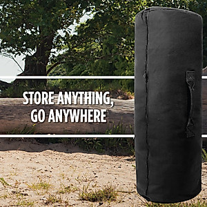 Rothco Canvas Duffle Bag with Side Zipper – Rugged Outdoor Camping Gear Storage – Black – 21" x 36"