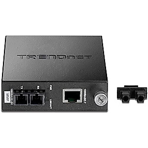 TRENDnet Intelligent 1000Base-T to 1000Base-SX Multi-Mode SC Fiber Media Converter, Up to 550M (1800 ft), Fiber to Ethernet Converter, 2Gbps Switching Capacity, Lifetime Protection, Black, TFC-1000MSC