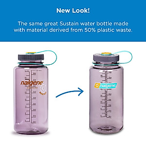 Nalgene Sustain Tritan BPA-Free Water Bottle Made with Material Derived from 50% Plastic Waste, 32 OZ, Wide Mouth, Seafoam