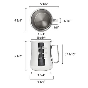 TrueCraftware-40 oz. Espresso Milk Pitcher with Measuring Scale Stainless Steel- Steaming Pitcher Coffee Bar Cappuccino Barista Tools Milk Jug Steamer Frother Cup