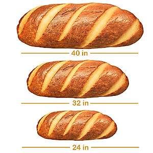 Wepop 32 in 3D Simulation Bread Shape Pillow Soft Lumbar Baguette Back Cushion Funny Food Plush Stuffed Toy