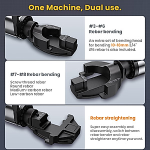 Anbull 1500W Electric Rebar Bender,Hydraulic Rebar Bending Machine Bending up to 1 Inch #8 25mm Rebar with an Extra Set of 10-18mm #3 - #6 Rebar Bending Head, Rebar Bending Angle 90 Degrees or Greater
