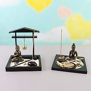 Buddha Incense Sticker Burner Holder with Bell, Bell Beater - Zen Statue Ornament for Desk Home Décor (1：15x14x13cm)