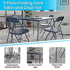 Flash Furniture 5 Piece Navy Folding Card Table and Chair Set