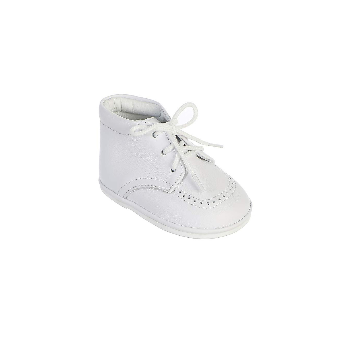 Boy's Leather High Top Lace-Up Baptism Special Occasion Shoes - U-Tip Cutout on Toe 1