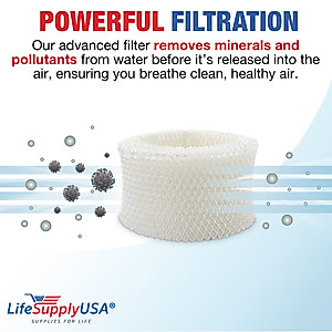 LifeSupplyUSA Humidifier Filter Compatible with Protec WF2 Extended Life Vicks WF2; Fits Vicks V3500N, V3100, V3900 Series, V3700, Sunbeam 1118 Series & Honeywell HCM-350 Series;