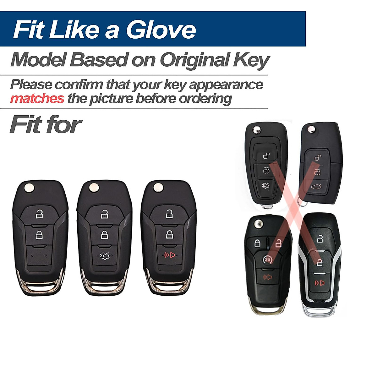 INFIPAR Fit for Flip Ford Maverick F-150 F-250 F-350 F-450 F-550 Super Duty Lightning Ranger Bronco Expedition Escape Explorer Fusion EcoSport F-650 F-750 TPU Key Fob Cover Case Shell Accessory, Red