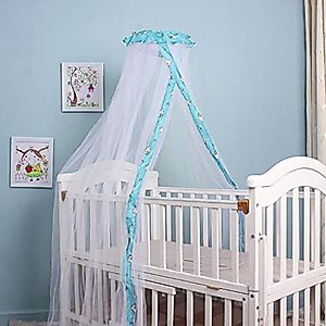 Crib Mosquito Net Universal Baby Cot Bed Crib Canopy Round Lace Baby Dome Mosquito Net Bed Tent Foldable Baby Nursery Bed Mesh Tent Net Newborn Bed Crib Canopy Netting Hanging Dome Curtain Cover Net
