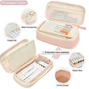 YOKUMA Pencil Case Cute Pencil Pouch for Girls Big Capacity Pen Bag Box, Kawaii Aesthetic College School Supplies for Student Teen Adults Preppy, Pink