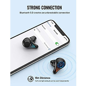 VEENAX T8 True Wireless Earbuds, Bluetooth Earphones Touch Control, TWS Sport Headphones with Mic CVC 8.0 Noise Reduction, Stereo in-Ear Headset with Bass, 30H Playtime/USB-C/IPX7 Waterproof, Black