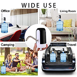 CHIVENIDO 5 Gallon Water Dispenser - Water Bottle Pump with Reusable Caps for Screw Top or Crown Tops, USB Charging Water Jug Dispenser for Universal 2-5 Gallon Bottle