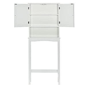 LUKYRA Over-The-Toilet Bathroom Cabinet with Shelf and Two Doors Space-Saving Storage, Easy to Assemble, White