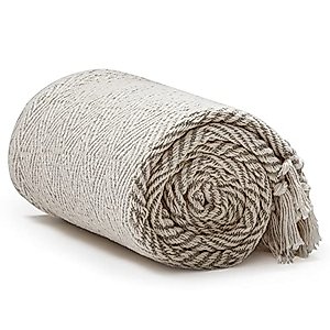 Americanflat 100% Cotton Throw Blanket for Couch - 50x60 - All Seasons Neutral Lightweight Cozy Soft Blankets & Throws for Bed, Sofa or Chair. Indoor or Outdoor [Cream Beige Diamond ]