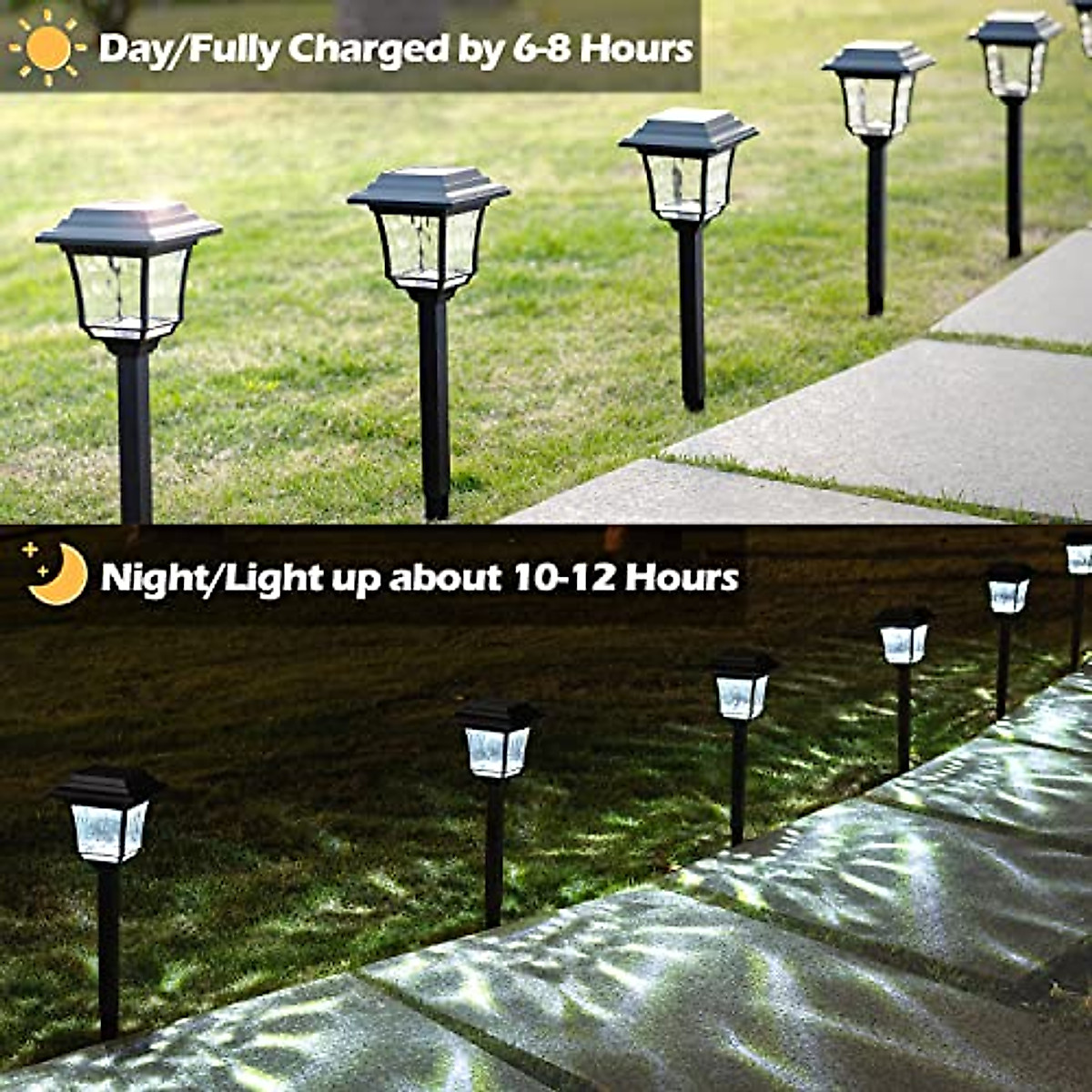 LeiDrail Solar Pathway Lights 8 Pack Solar Garden Lights with 2 Modes Waterproof Outdoor Path Light Warm White/Cool White LED Landscape Lighting for Yard Lawn Sidewalk Driveway Garden