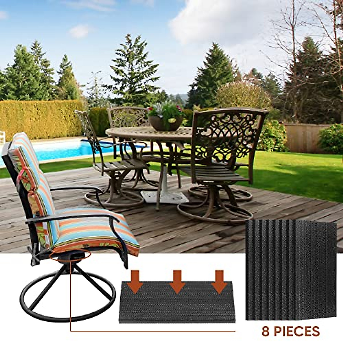 Tondiamo 8 Pieces Patio Chair Spring Plates Swivel Rocker Fiberglass Rocking Plate Replacement Parts for Universal Furniture, 5 x 2.5 x 0.25 Inches (Black)