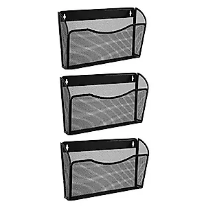 EASEPRES Mesh 3 Pockets File Organizer Hanging File Organizer Vertical Wall File Organizer Holder Rack