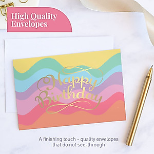 Rileys Rainbow Birthday Cards Assortment, 50-Count | 5 Designs, Wishing Cards for Kids and Adults, Greeting Cards with Envelopes Included, Bulk Variety Pack